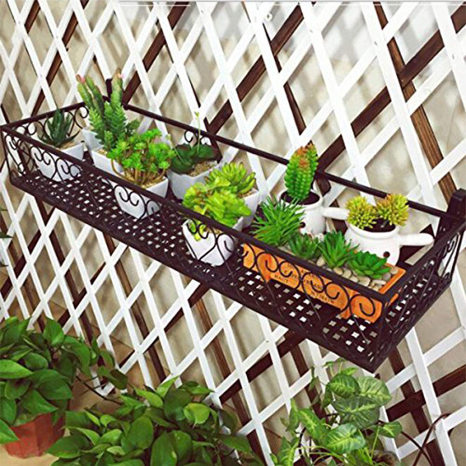 Saim Balcony Planters Railing Hanging Railing Shelf, Iron Plant Pots ...