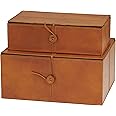 Amazon.com: Deco 79 Leather Handmade Decorative Box Storage Decorative ...