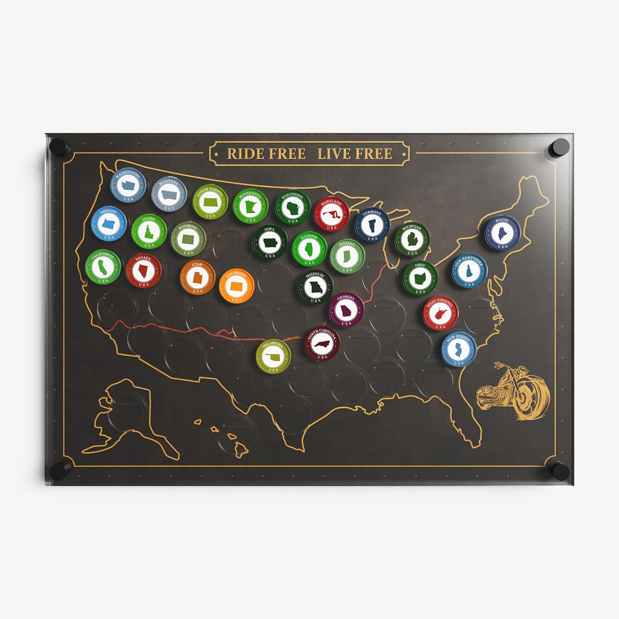 Ulitexto Poker Chip Display Case – USA Map Wall-Mount Frame, Holds 50 ...
