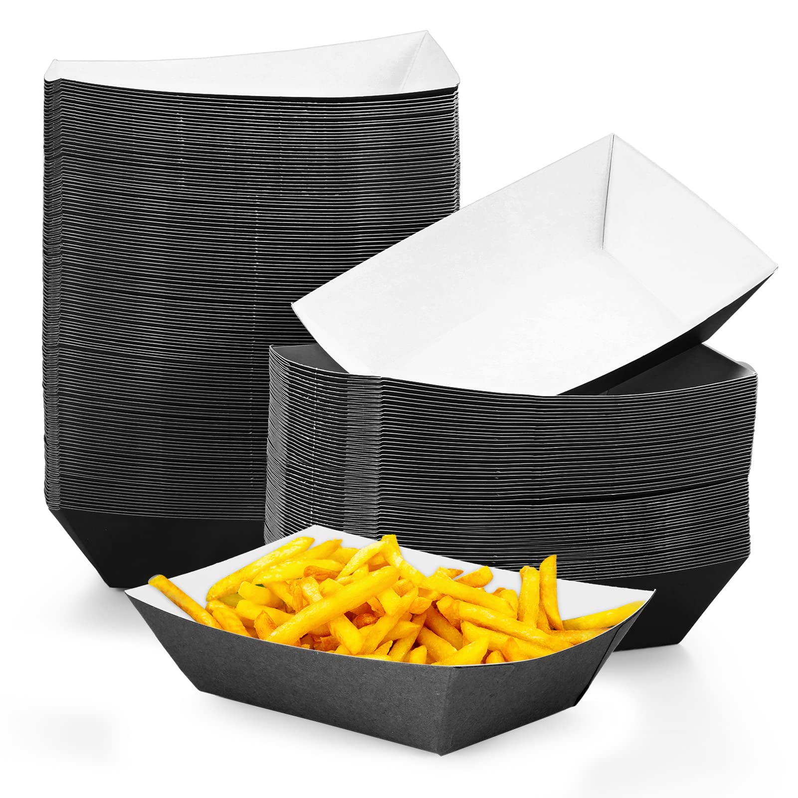 Yinkin 100 Pcs Paper Food Trays Boat Disposable Nacho Trays Kraft Paper ...