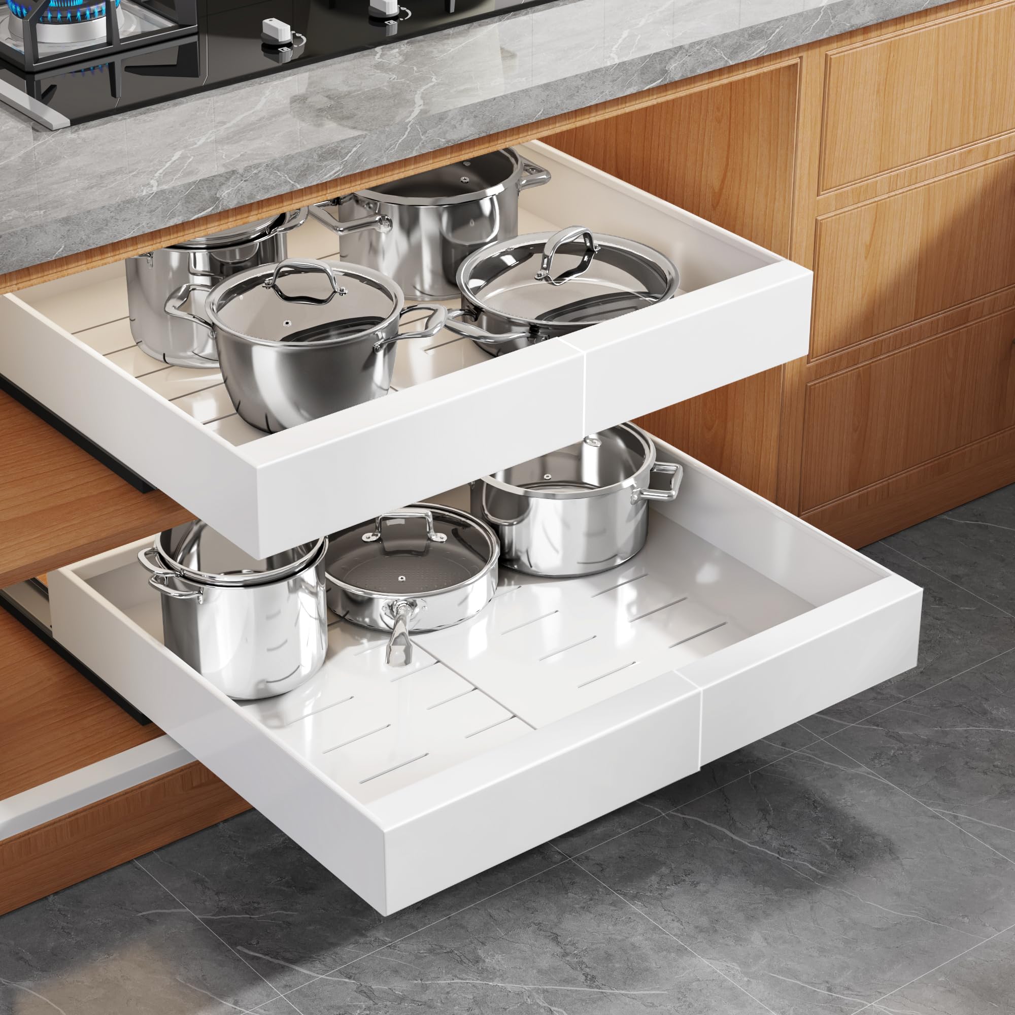 Seinloes 2 Pack Expandable Pull Out Cabinet Organizer 16.5"Deep With ...