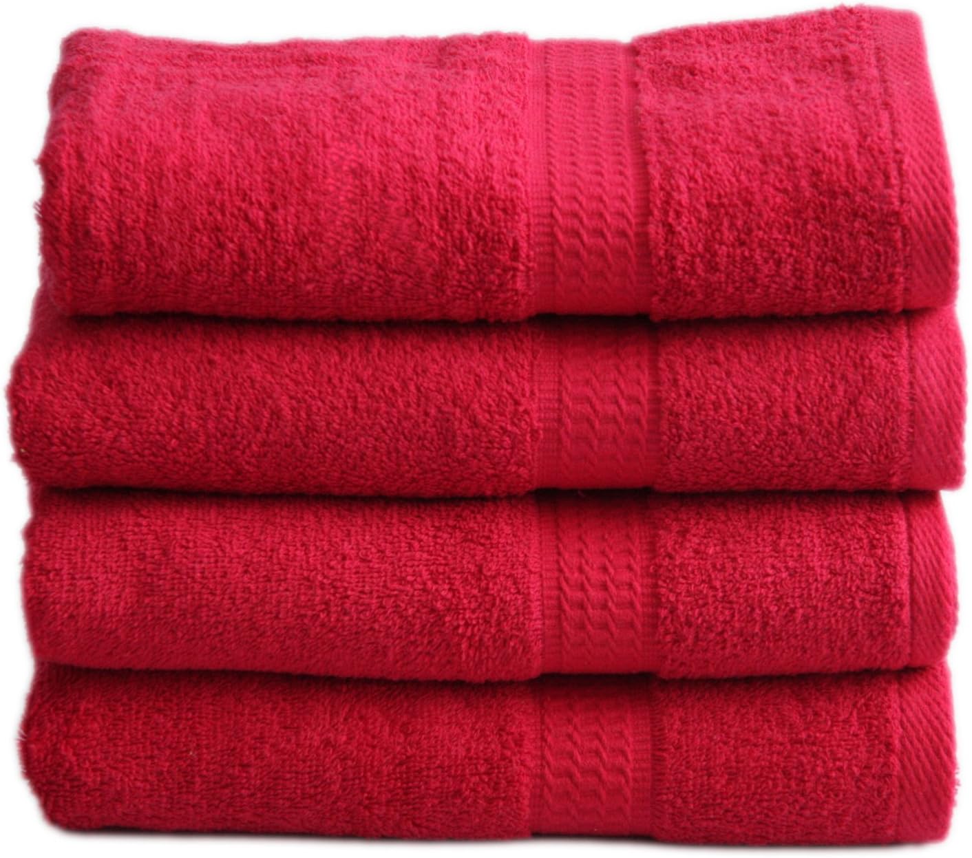 4 tlg. Handtuchset in ROT, 4x Handtuch 50x100cm 100% Baumwolle 500g/m² ...