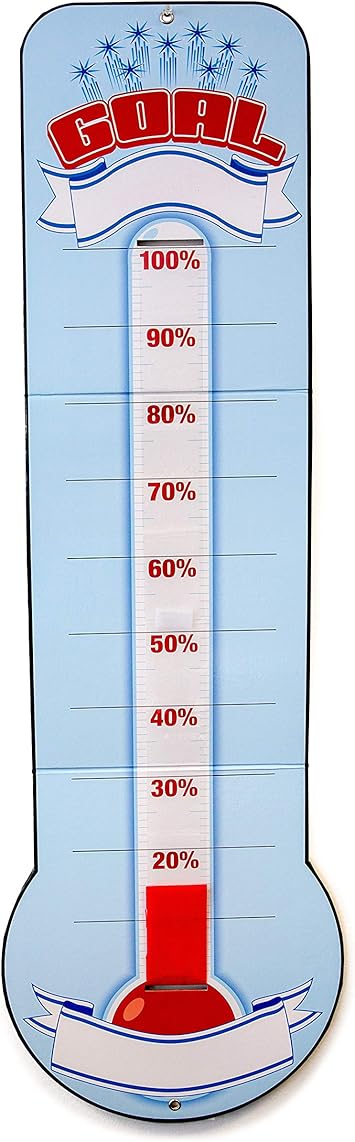 BigMouth Inc Goal Setting Thermometer Chart – Reusable Dry Erase Goal ...