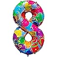 Amazon.com: Number 8 Balloons Rainbow Eight Balloon for 8 Year Old ...