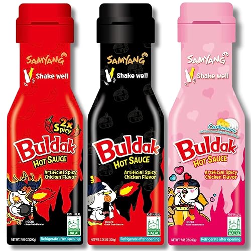 Buldak Sauce 3 Flavor Variety Combo - Original, 2x Spicy, Carbonara ...