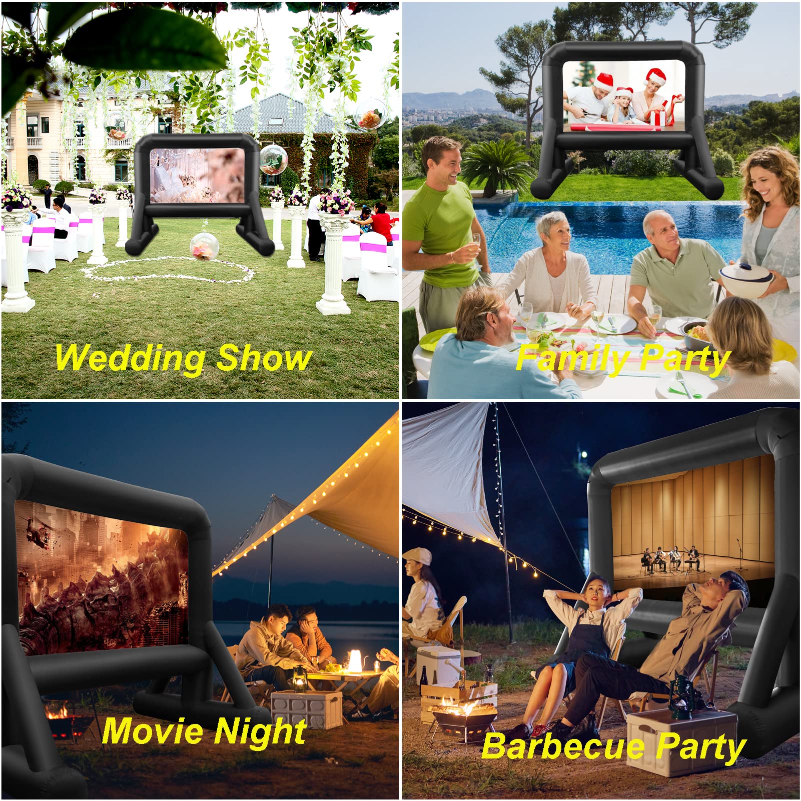 HuaKastro 14 Feet Inflatable Projector Screen, One-Piece Design ...