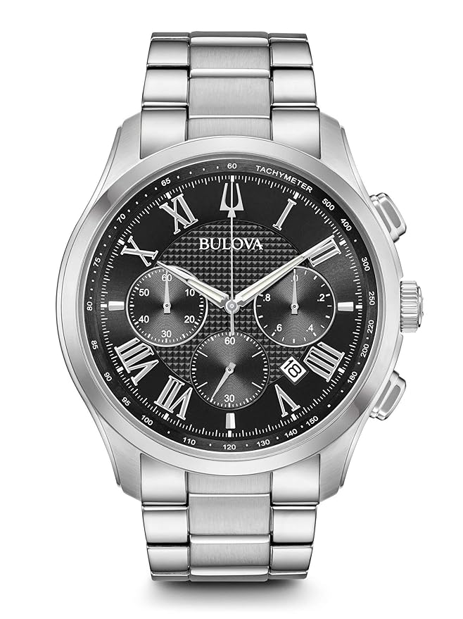 Bulova Mens Chronograph Quartz Watch with Stainless Steel Strap 96B288 ...