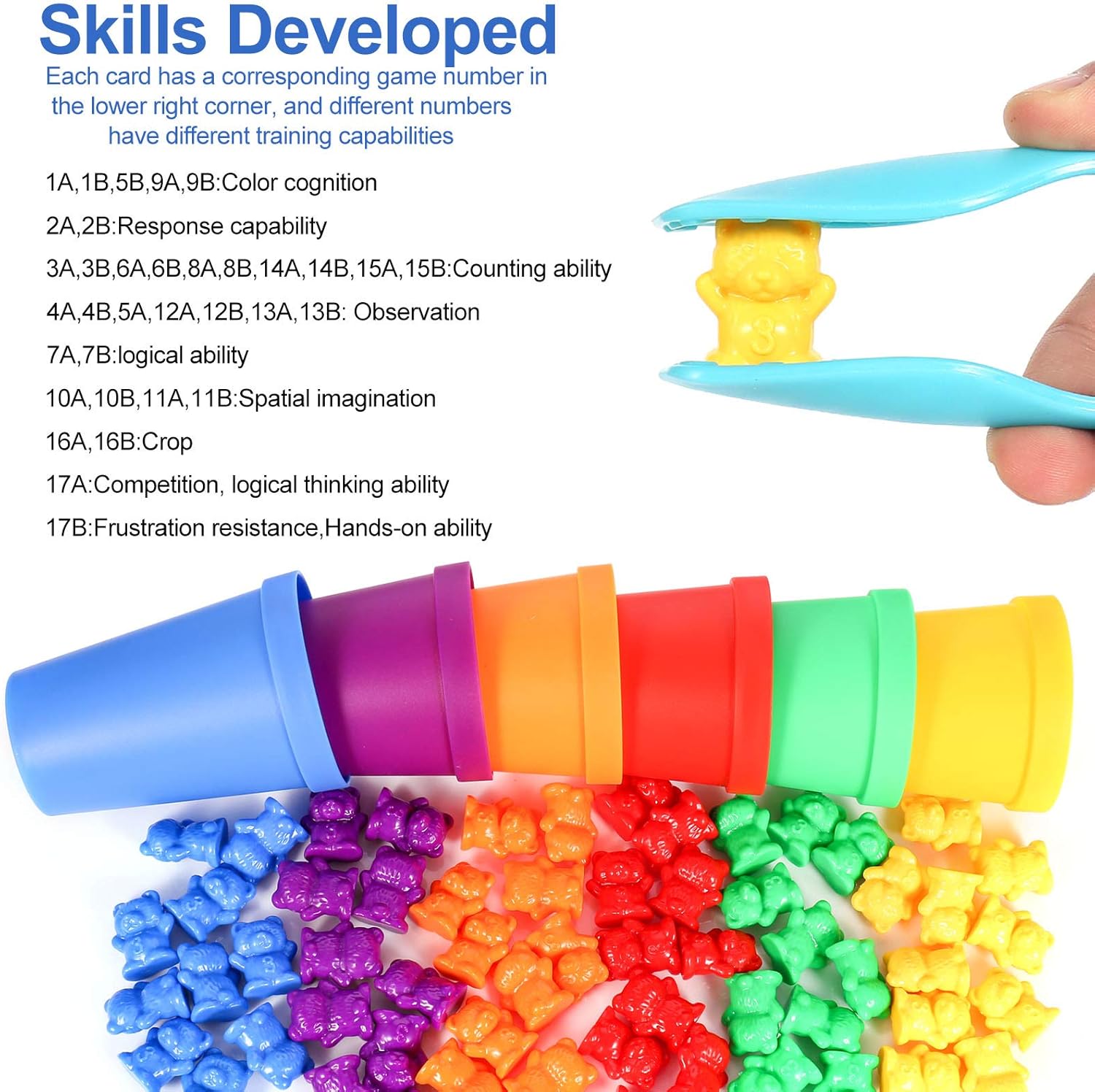 metagio Rainbow Counting Bears Set, 99pcs Colorful Counting Bears with ...