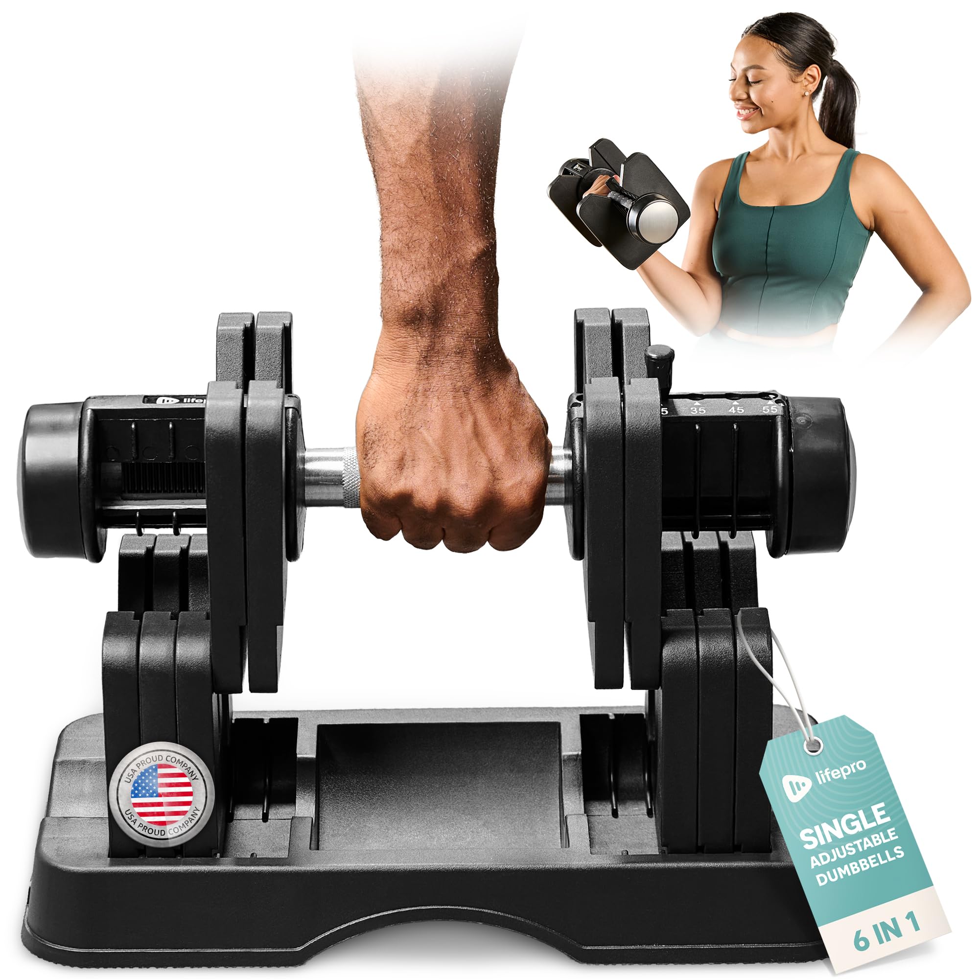Lifepro Adjustable Dumbbells Set/Single - 15lb 43lb 55lb 90lb 25 lb ...