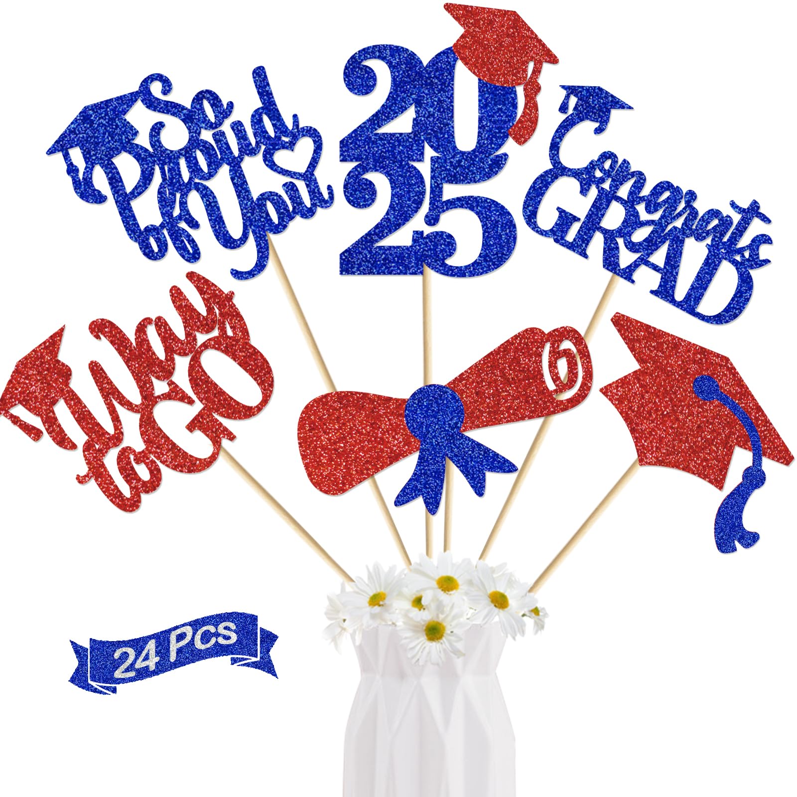 24Pcs Graduation Centerpieces for Tables 2025 Graduation Centerpiece Sticks Class of 2025 ...