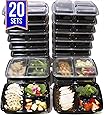 Amazon.com: [20 Pack] 3 Compartment Meal Prep Containers BPA Free ...