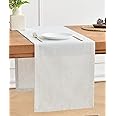 Amazon.com: Wracra Linen Style Table Runner, Rustic Farmhouse Off White Table Runners 72 Inches ...