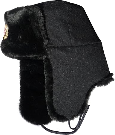Amazon.com: Ushanka winter hat Russian Navy Seaman Black, with Soviet ...