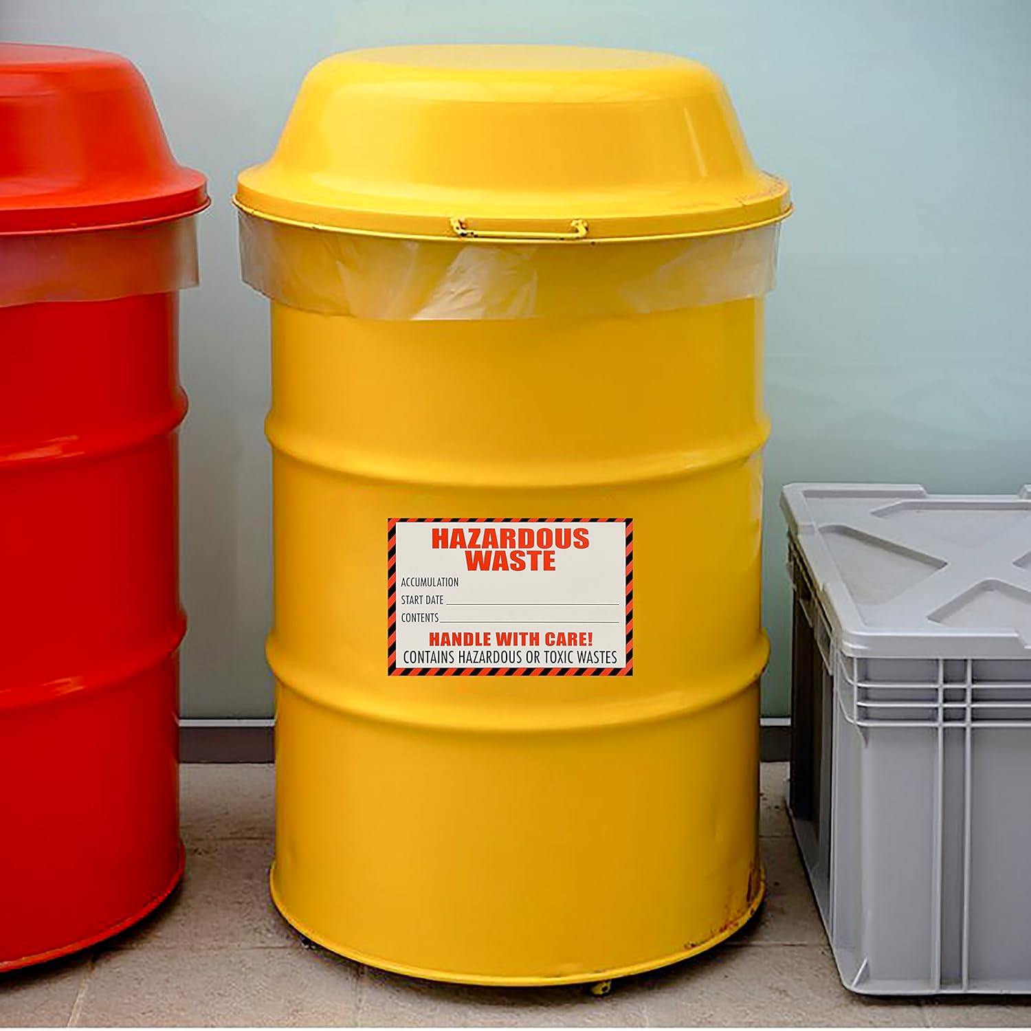 Hazardous Waste Label with Handle with Care 100 Pack Red and White ...