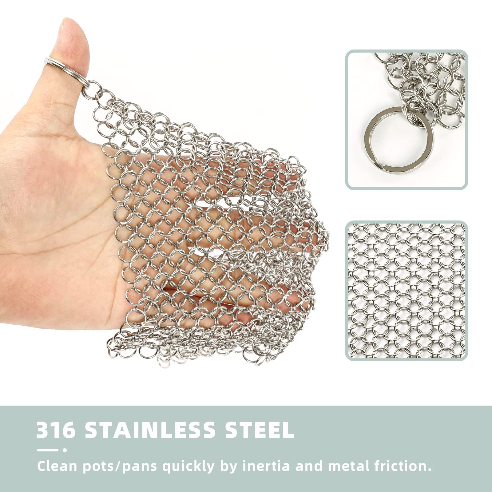 Mua Cast Iron Cleaning Scrubber-Stainless Steel Chainmail for Pans ...