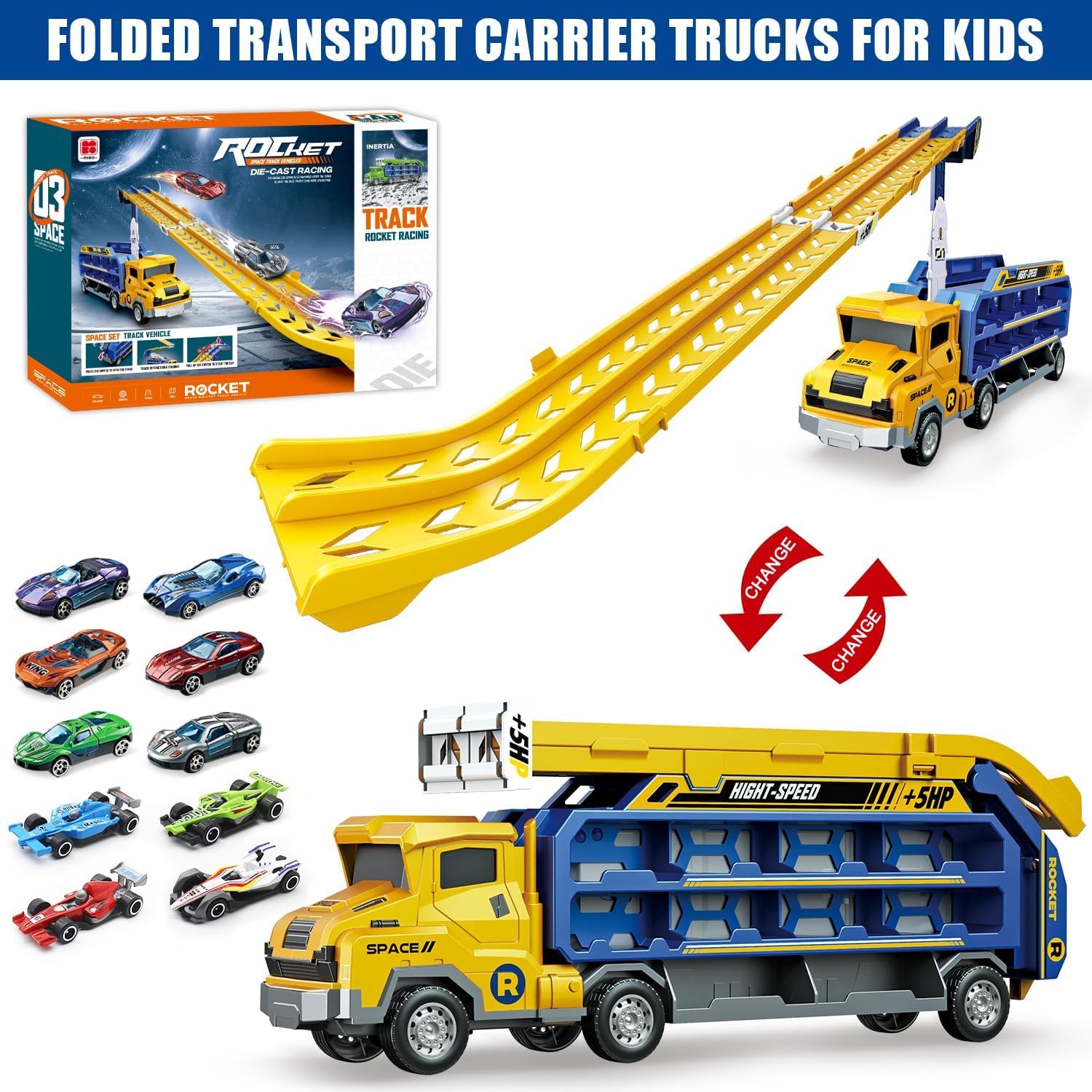 Mua Mostop Carrier Truck Race Track Toy for Kids, Folded Car Race Track ...