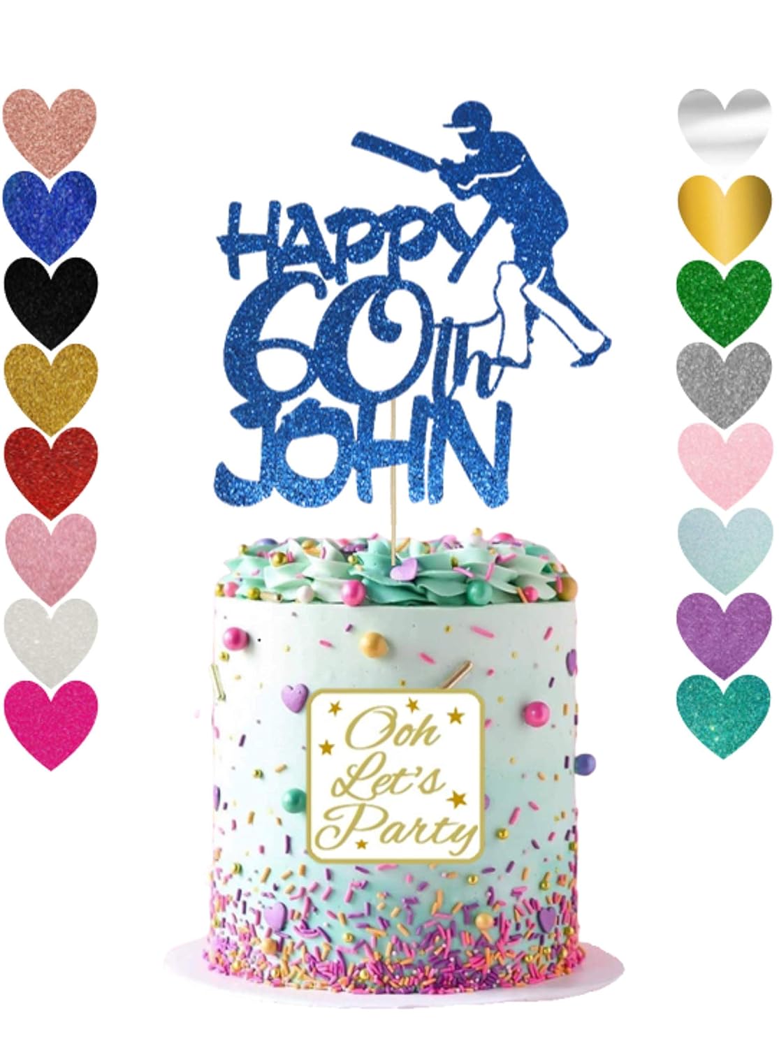 57. Personalised Cricket Cake Topper, Glitter, Birthday, Cake ...