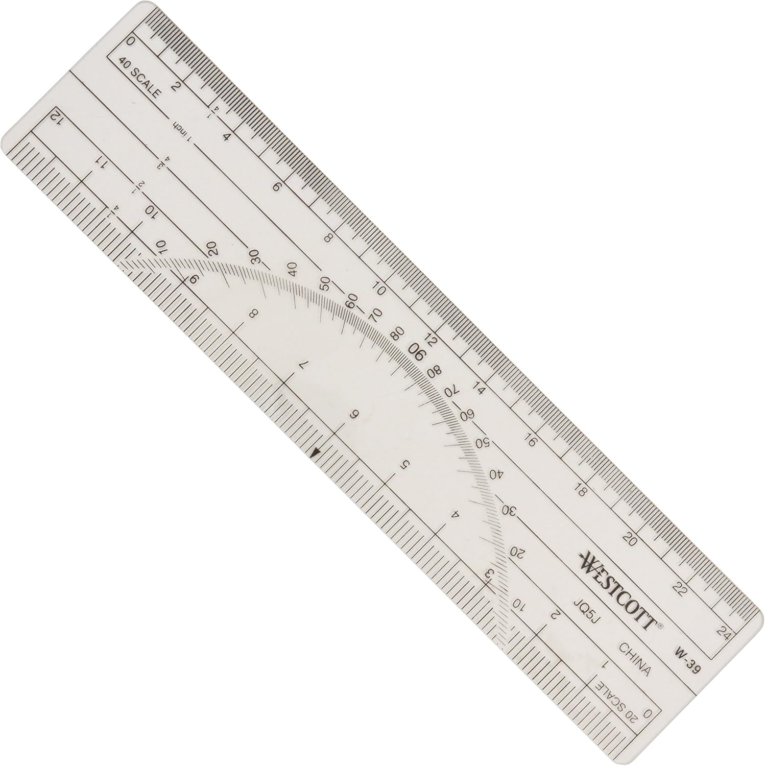 Westcott Protractor Ruler 6", 20ths, 40ths, Transparent (W-39): Amazon ...