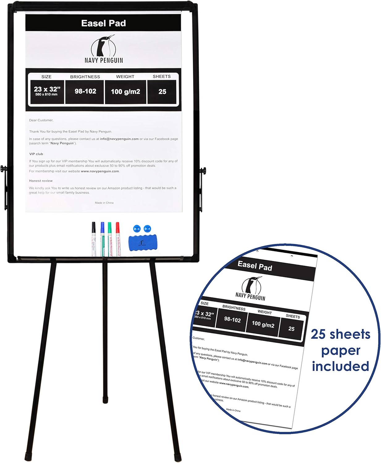 Amazon.com : Whiteboard Easel/Flipchart Set - 40 x 28" Tripod White Dry ...