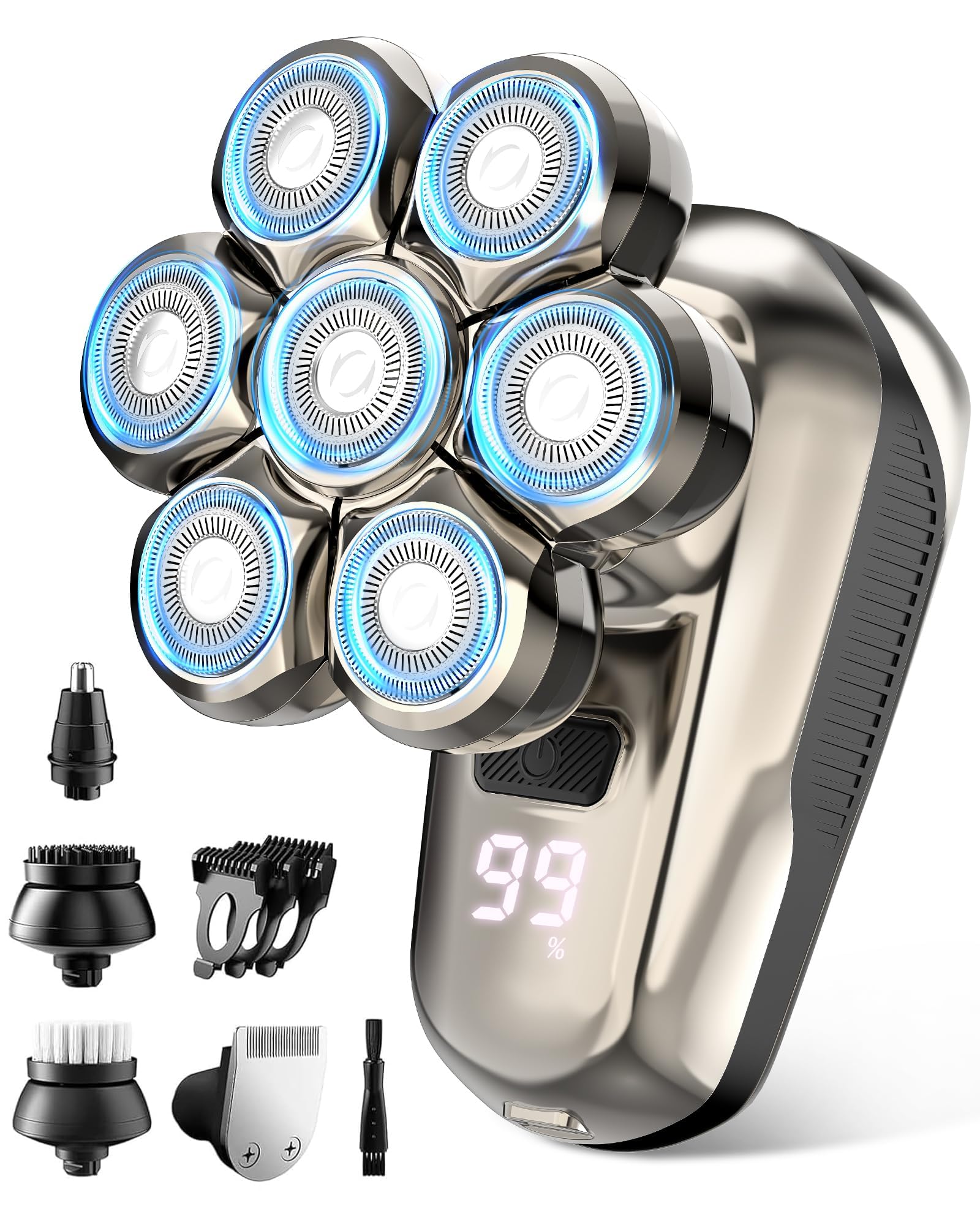 Head Shaver for Bald Men, 5-in-1 Electric Razor with 7D Floating & 2 ...