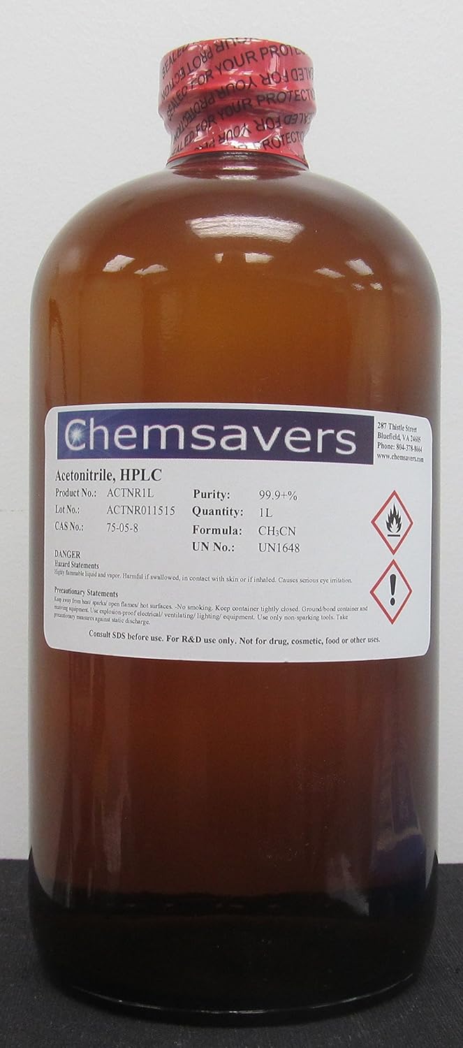 Acetonitrile, HPLC, 99.9+%, Certified, 1L (32oz): Amazon.com ...