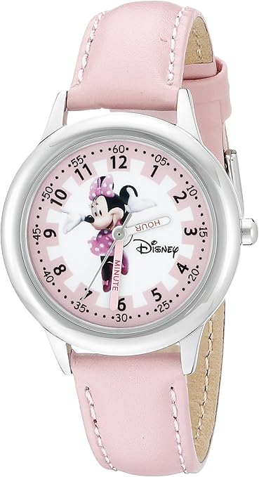 Disney Kids' W000038 Minnie Mouse Stainless Steel Time Teacher Watch ...