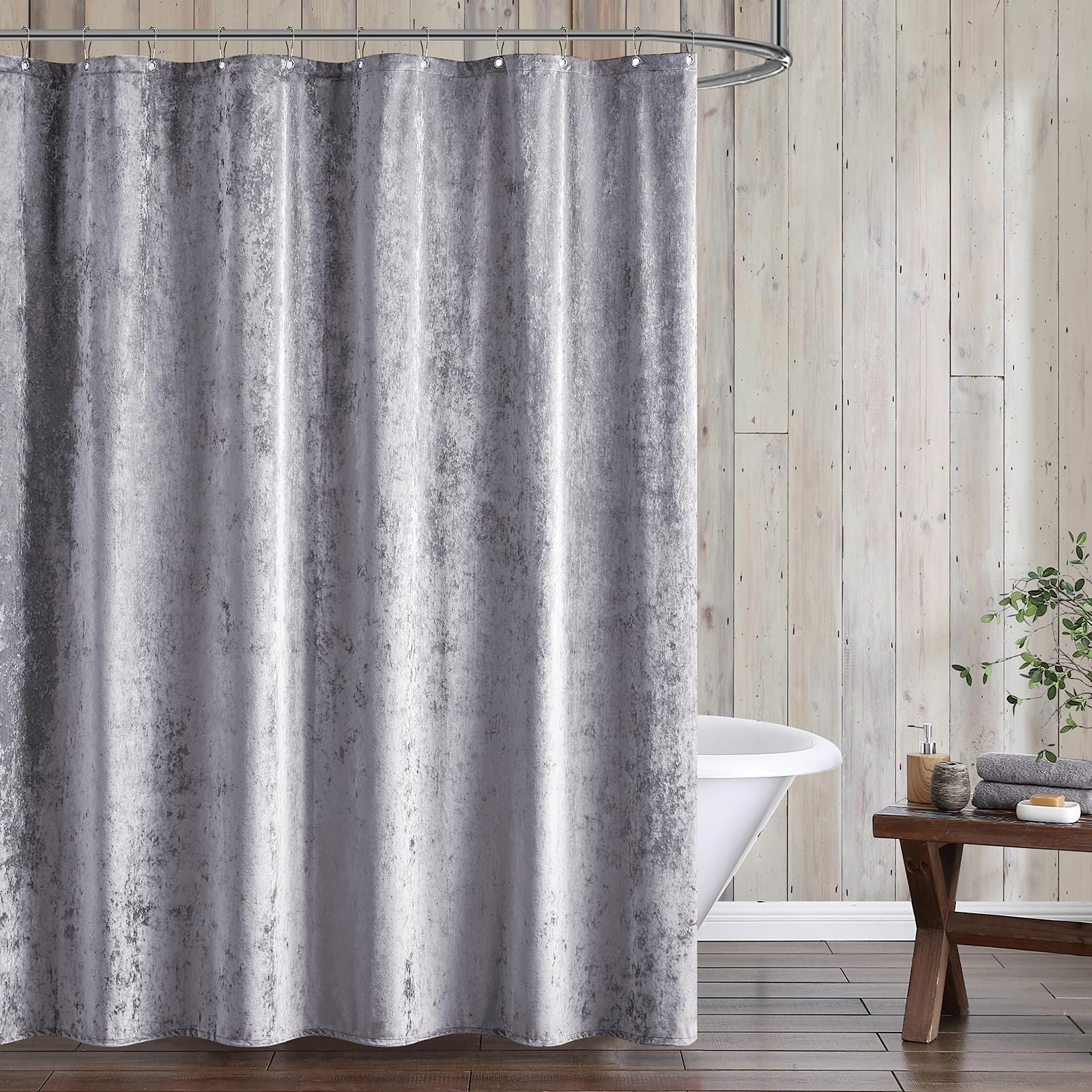 Fredsure Distressed Velvet Shower Curtain Set, 13 Pieces Light Purple ...