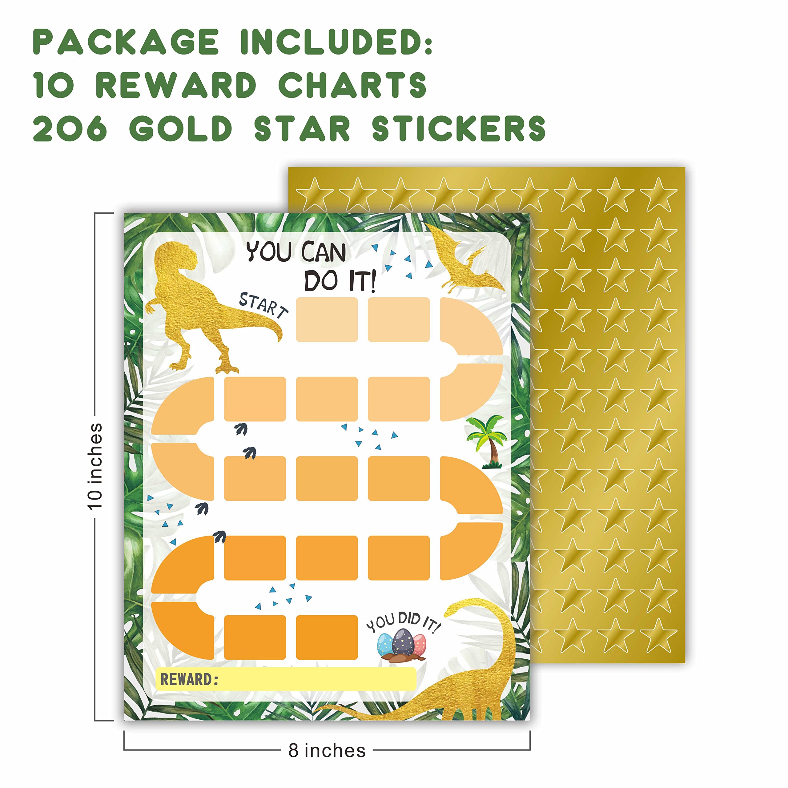 Mua Dinosaur Reward Chart with Golden Star Stickers, Incentive Chart, T ...