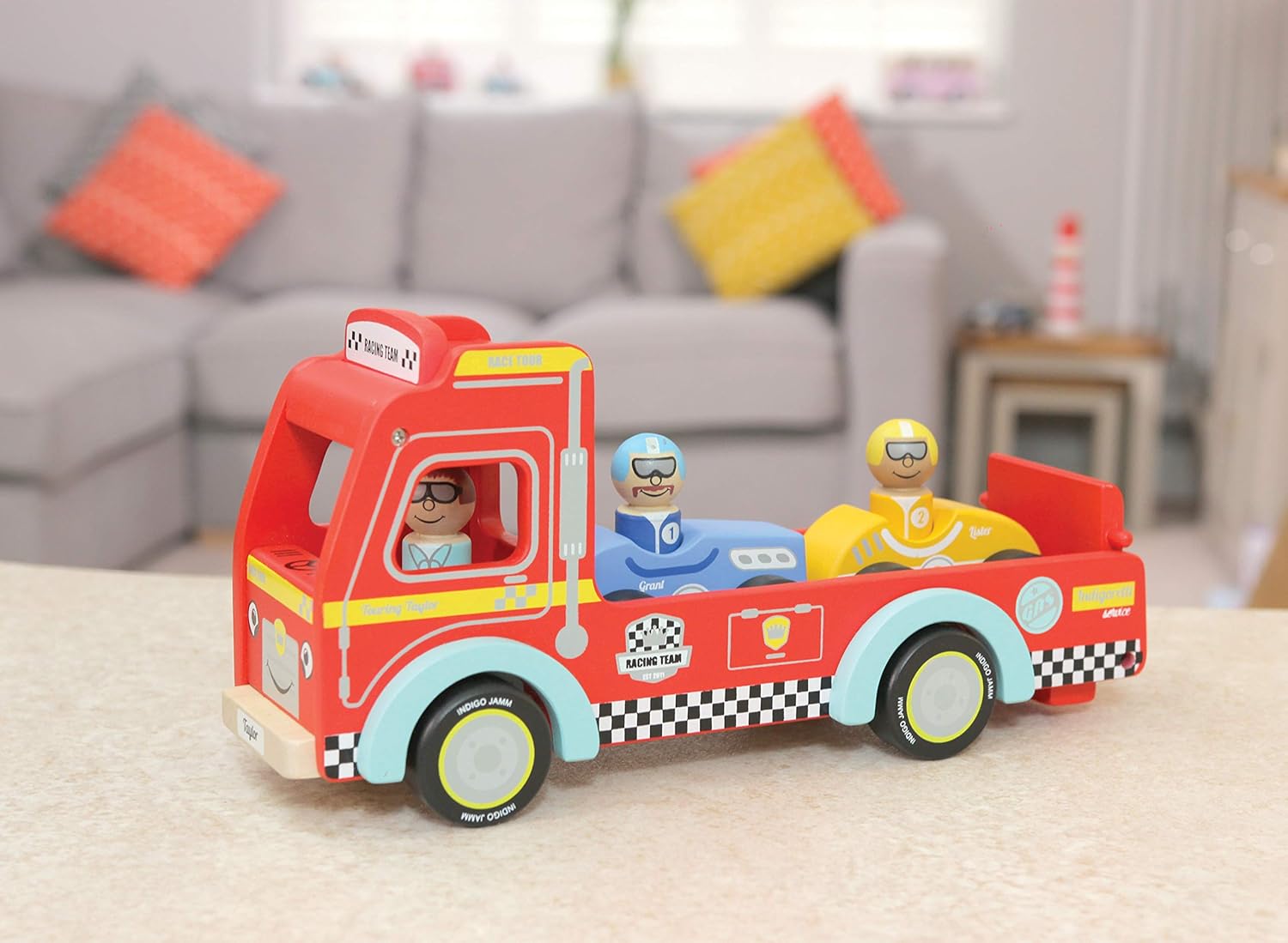 Indigo Jamm Touring Taylor Wooden Toy car transporter Tow Truck with ...