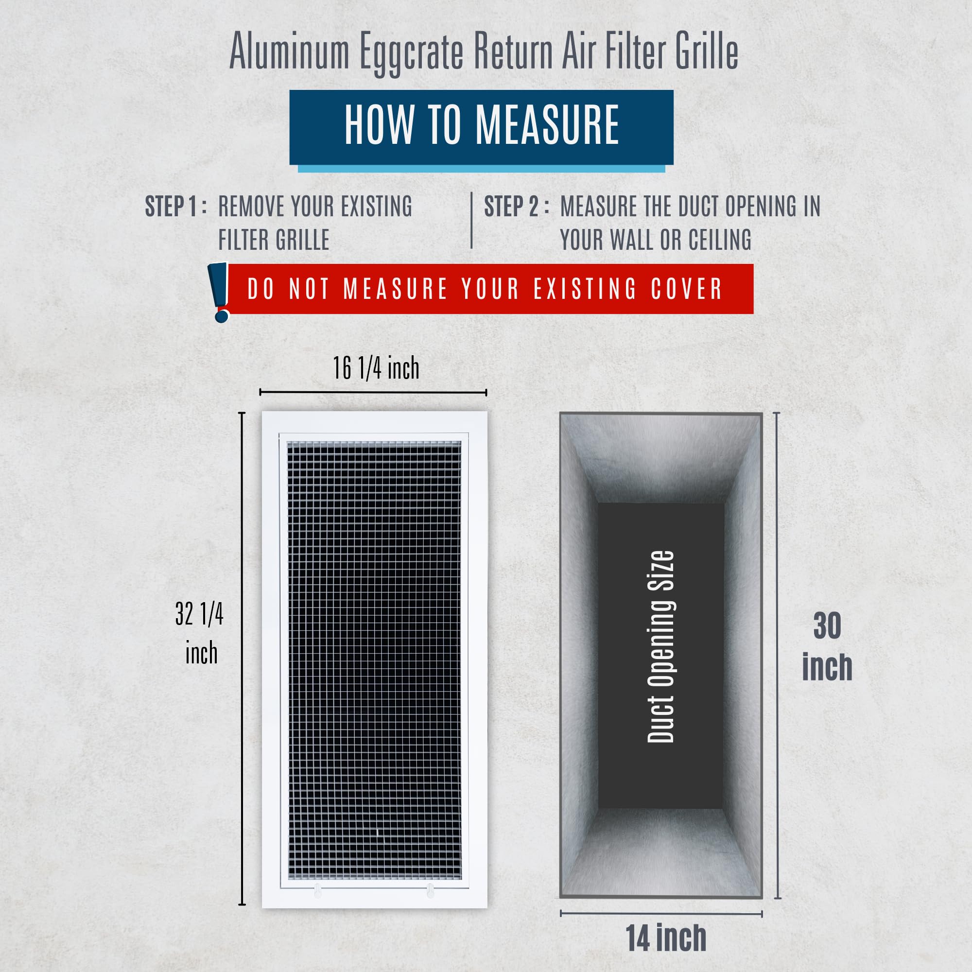 Fits 14x30 Duct Opening | Aluminum Eggcrate Return Air Filter Grille ...