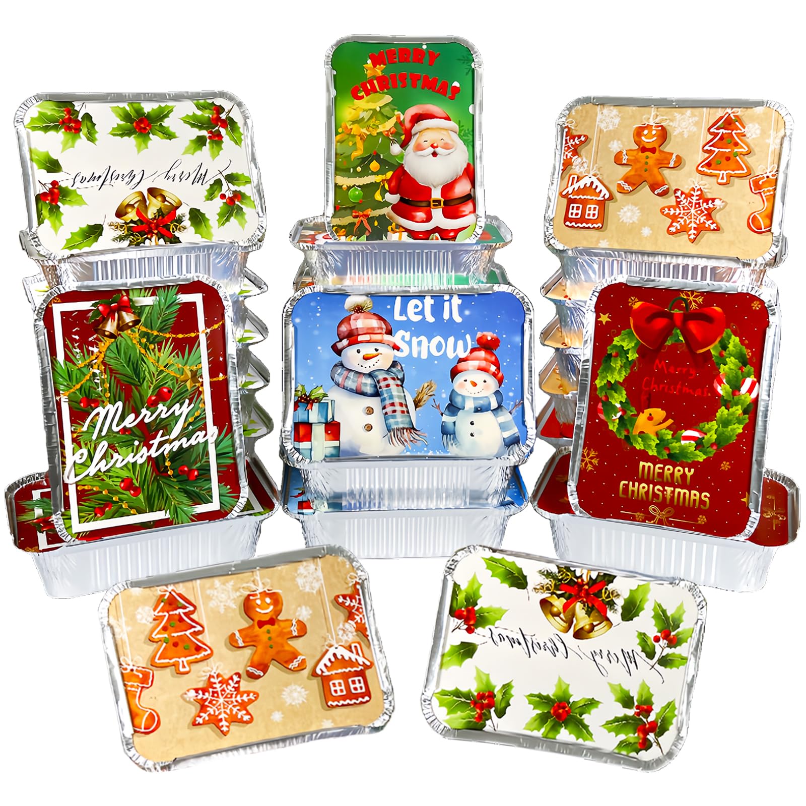 Christmas Aluminum Pans Leftover Containers with Lids 36Pcs Merry ...