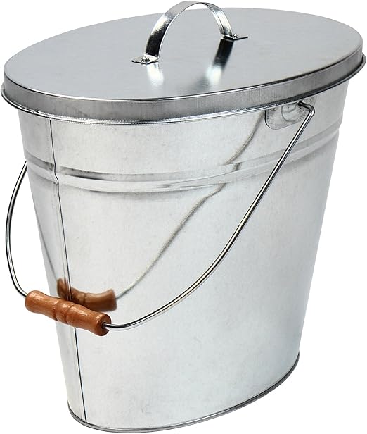 Jago Secchio ovale portacenere per cenere con coperchio in ferro ...