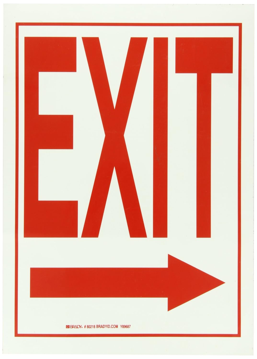 10 Width Red On Green Color Glow-In-The-Dark Exit And Directional Sign ...