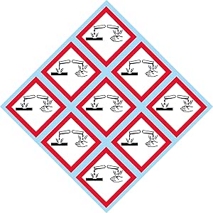 GHS Corrosion, Corrosive Pictogram, kit, 2" X 2" Decals,(Package of 10 ...