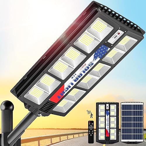 WYWNA 4200W Solar Street Lights Outdoor, Wide Angle Solar Parking Lot ...