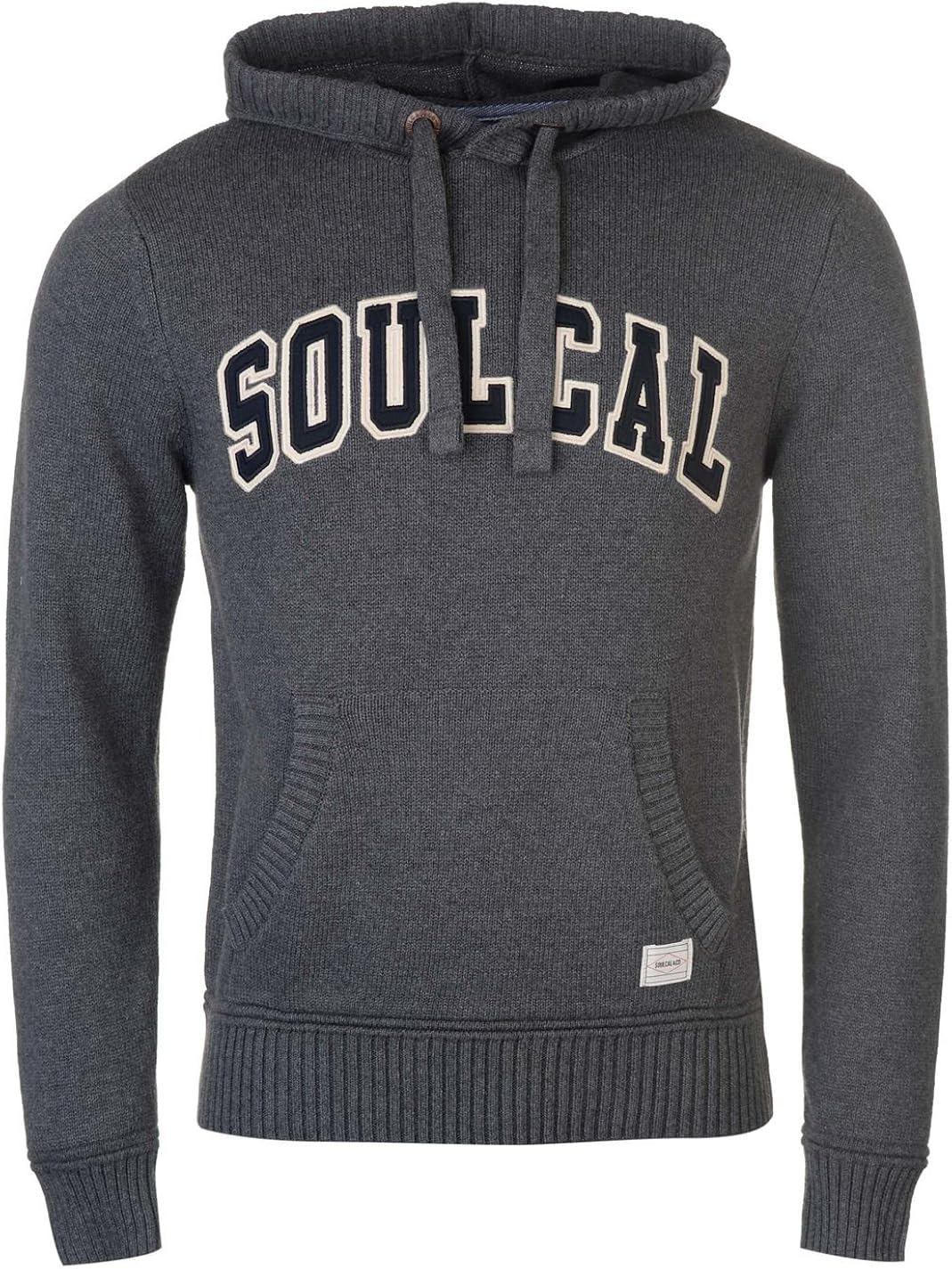 Soul Cal SoulCal Mens Deluxe Chest Logo Knitted Hoodie Kangaroo: Amazon ...