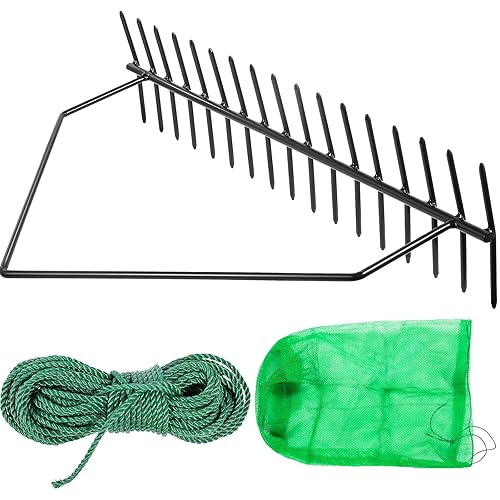 VEVOR Pond Rake, 32 inch Aquatic Weed Rake, Double Sided Lake Weed ...