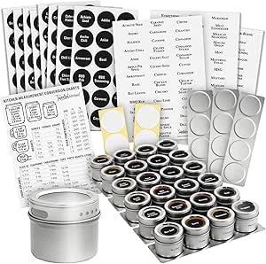 Amazon.com: Set of 24 Magnetic Spice Tin Containers with Clear Lids, 6 ...