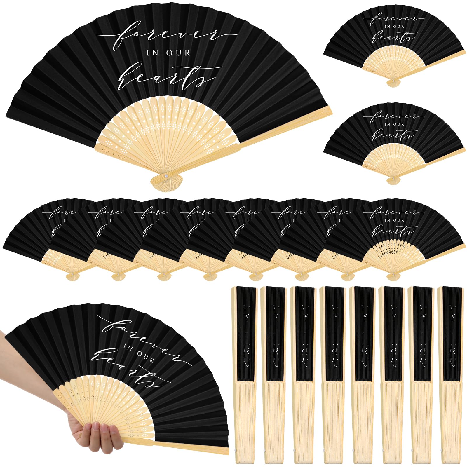 Threehoney 50 Pcs Funeral Favors Fans Forever in Our Hearts Bamboo ...