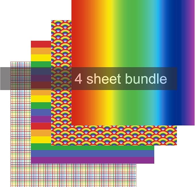 Amazon.com: Rainbow Printed Heat Transfer Vinyl, Rainbow HTV, 4-12"x12 ...