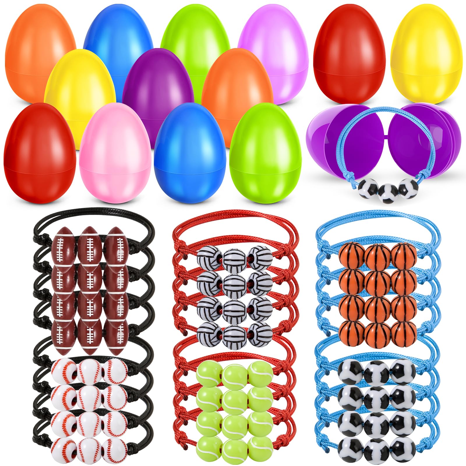 SpringFlower 24 Pack Easter Egg Filled With Sports Bracelets Toys ...