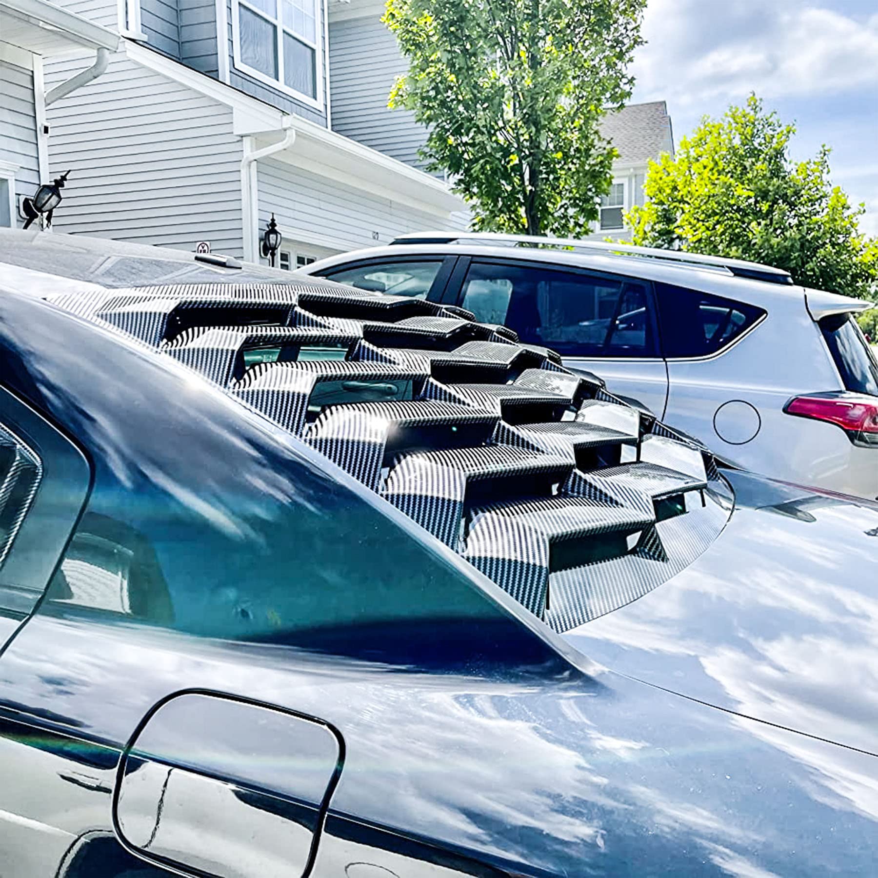 Mua LE-JX Carbon Fiber Print Rear Window Louver Cover, Lambo Style ...