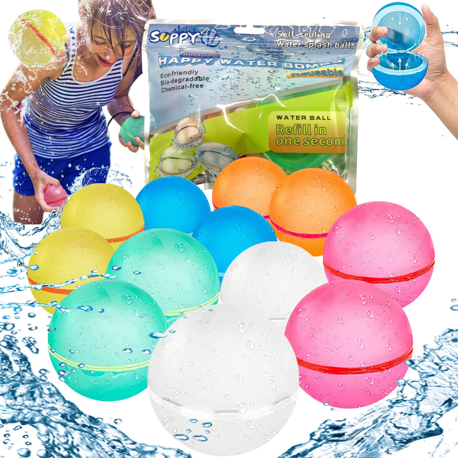 Mua Reusable Water Balloons Water Bombs Splash Ball Quick Fill Self ...