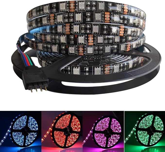 Amazon.com: 5M Black PCB 5050 RGB LED Strip Waterproof IP65 300 SMD ...