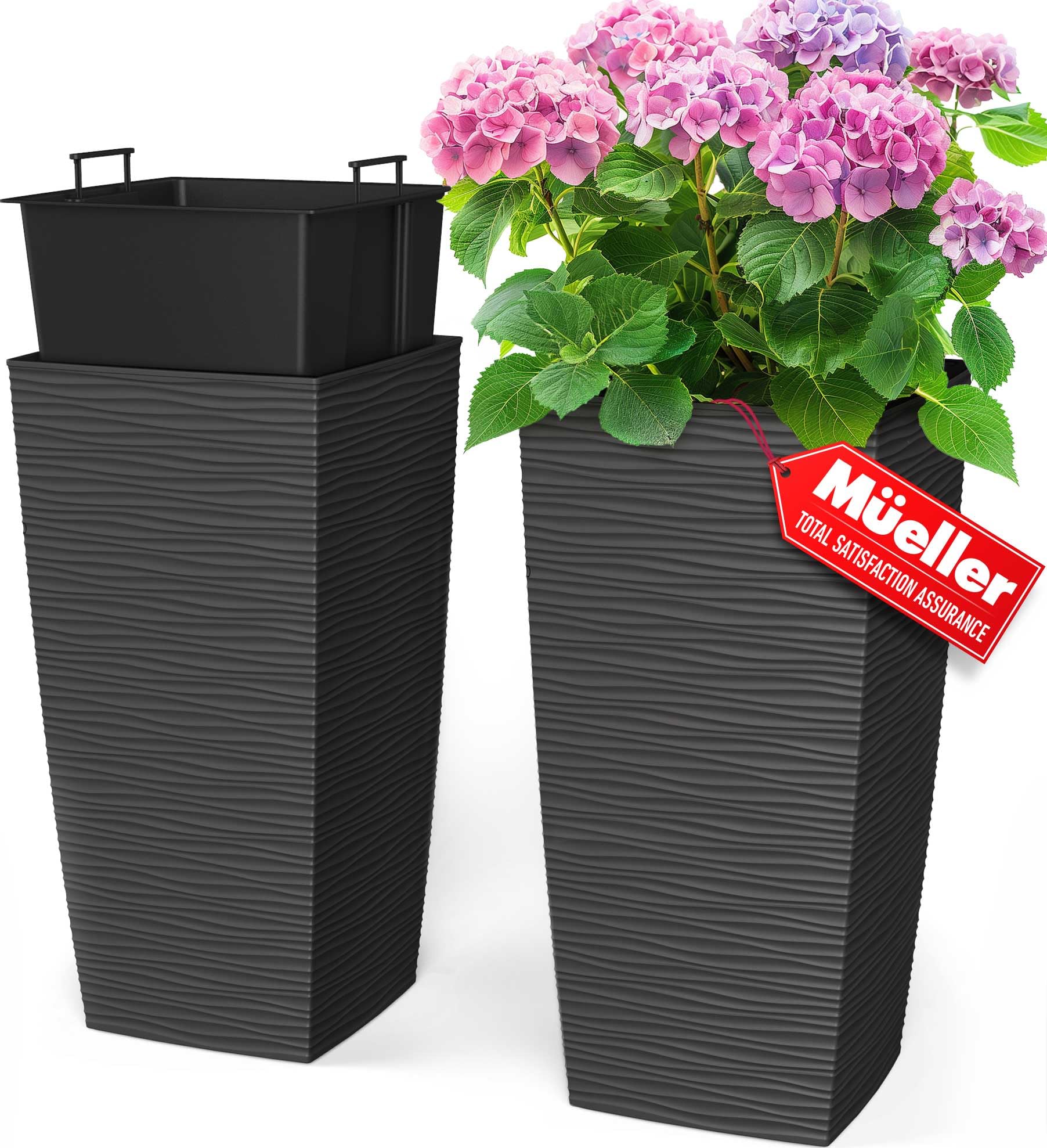 Mueller M-Resin Heavy Duty Tall Planter, Indoor/Outdoor Grande Plant ...