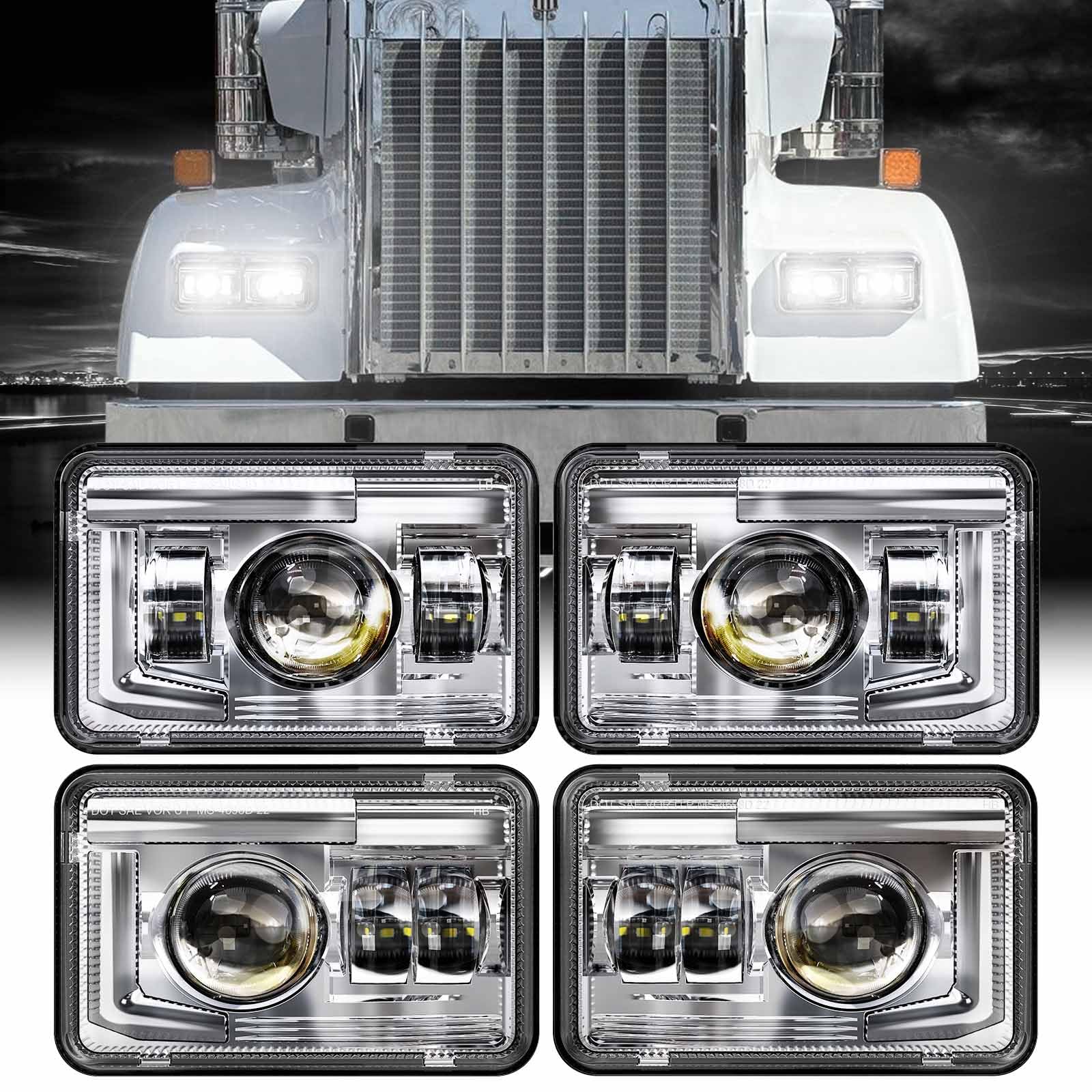 Z-OFFROAD DOT Approved 4x6 LED Headlights Assembly Hi/Lo Sealed Beam ...
