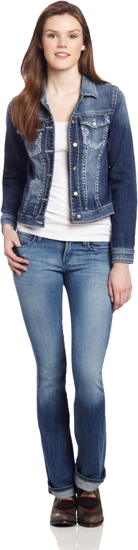 Silver Jeans Women's Jean Jacket with Embroidered Pockets - Blue ...
