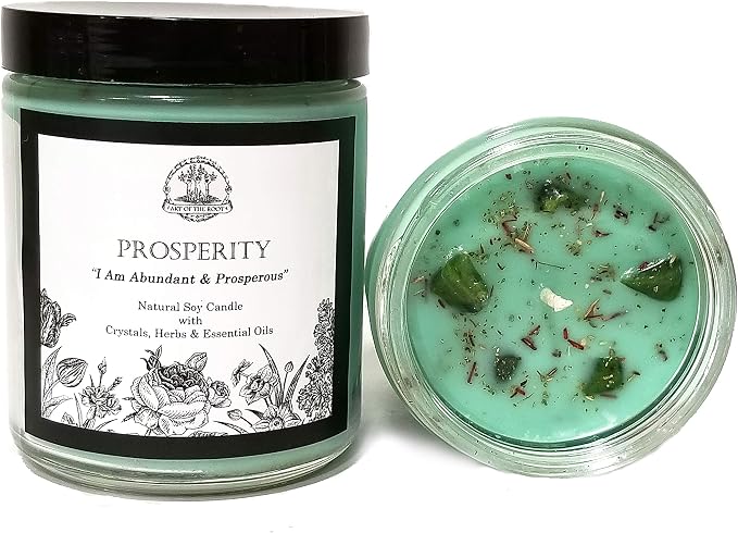 Amazon.com: Prosperity Soy Affirmation Candle: 8 oz with Jade Crystals ...