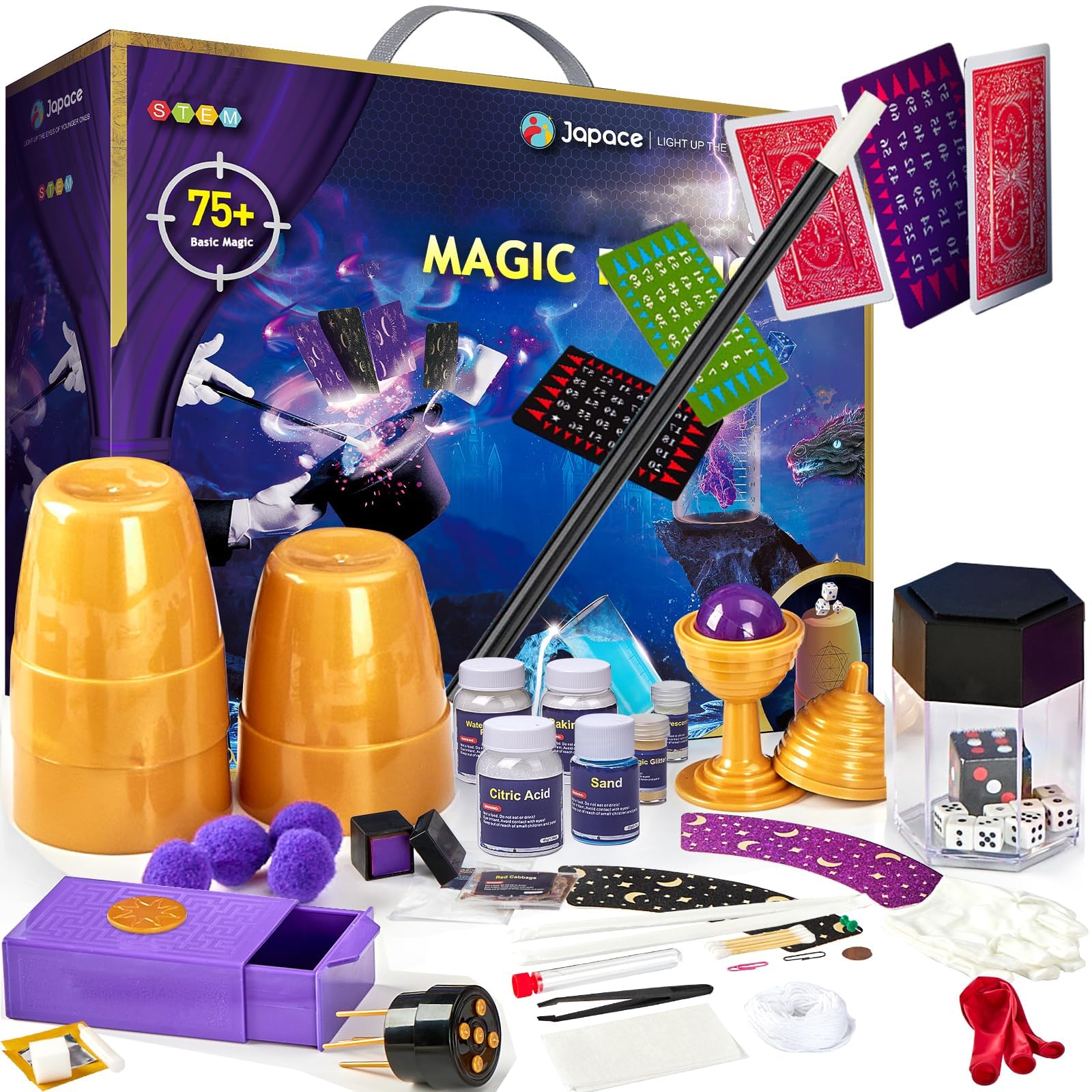 Japace Magic Kit for Kids, Perform 75+ Easy Magic and Science Tricks ...