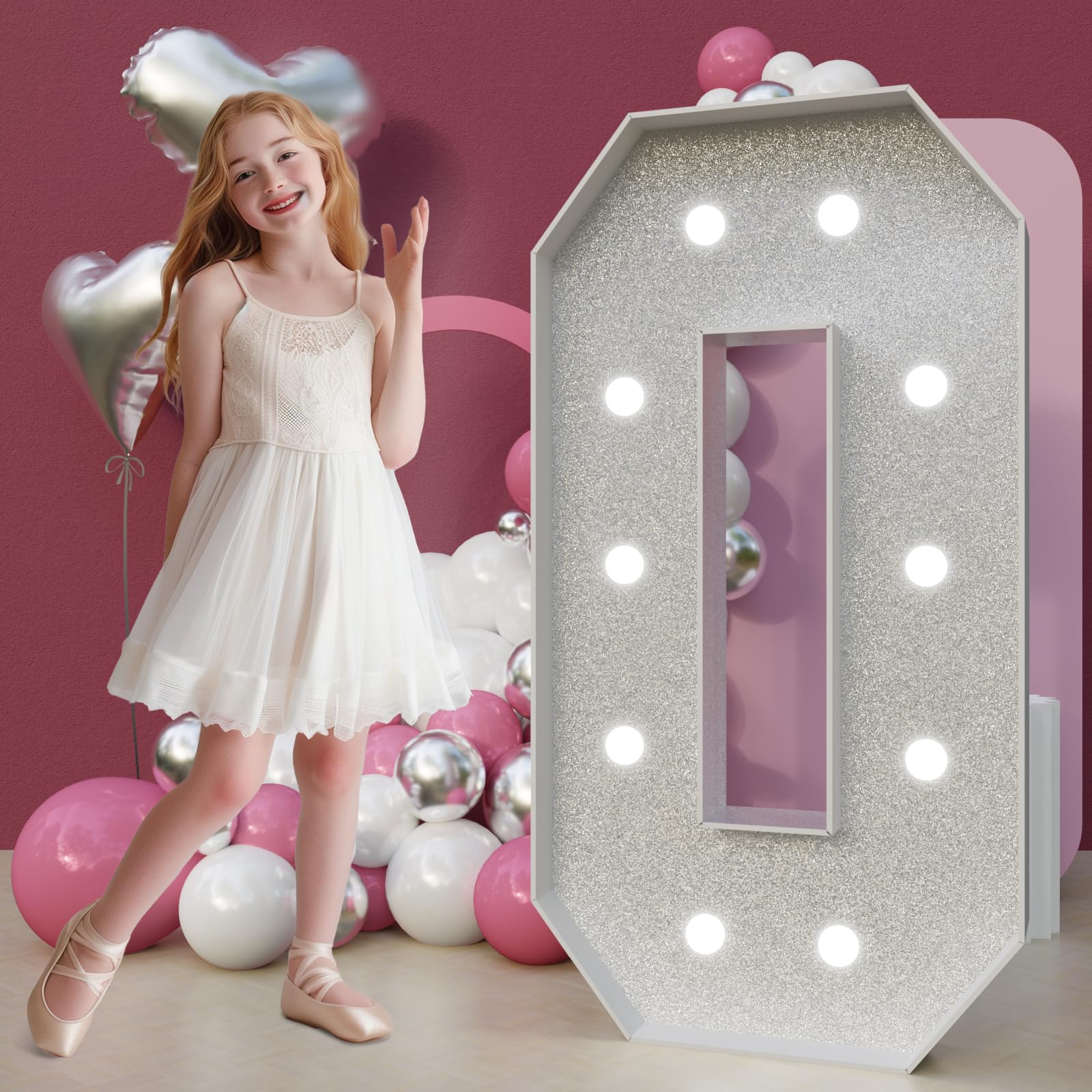 imprsv 4FT Silver Birthday Decorations: Large Marquee Numbers Light Up ...